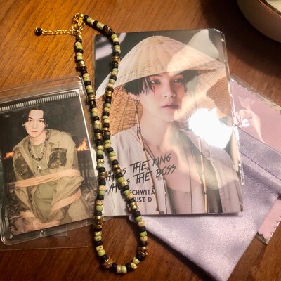 Agustd-daechwita Inspired Necklace, K-pop, BTS, Green/gold Choker, K ...