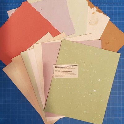 10 Assorted Sheets of Handmade Recycled Paper, Eco Friendly, Textured ...
