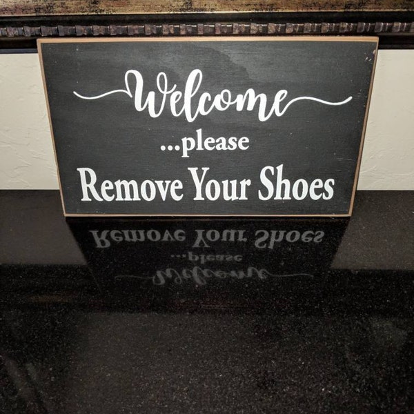 WELCOME Please Remove Your Shoes Sign Wood Porch Foyer Door Hanger - Etsy