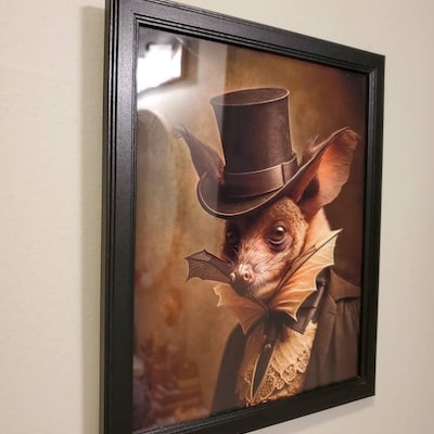 Gothic Portrait Victorian Bat Artwork, Bat Antique Oil Painting, Dark ...