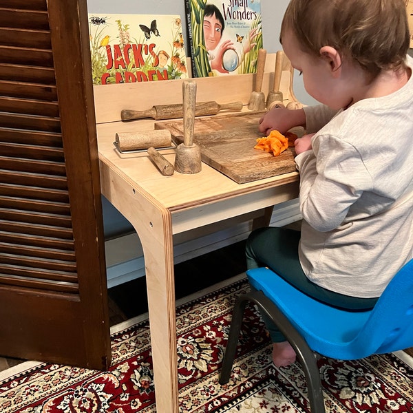 Preschool Learning Set: Table With Bookshelf and Chair, Activity Table ...