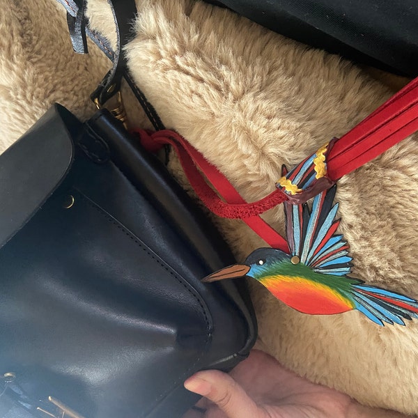 Handmade Leather Hummingbird Bag Charm: Colorful Bird Lover Gift - Etsy