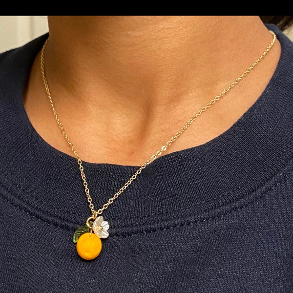 Orange Pendant Necklace: 14k Gold Filled Chain - Etsy