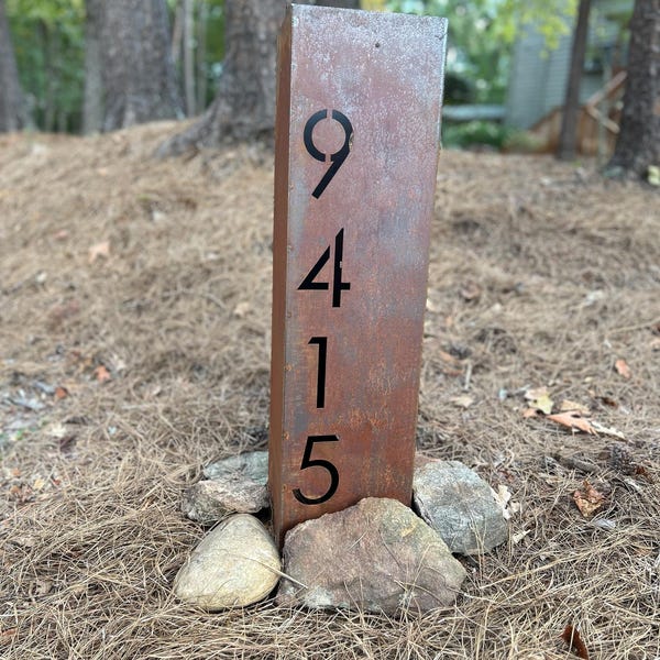 Modern Address Sign Mid Century Modern House Numbers Metal Address Sign ...