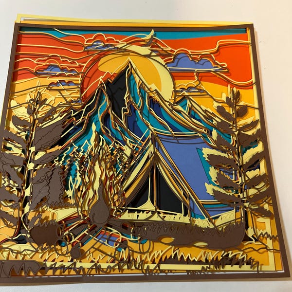 Mountain Shadow Box SVG, Layered Mountains SVG, 3d Mountains Svg ...