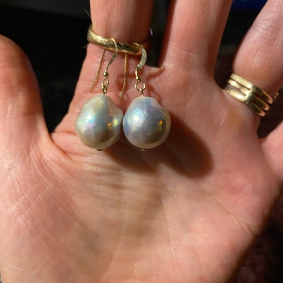 Large Pink Purple Fireball Pearls Flameball Natural Metallic Baroque ...