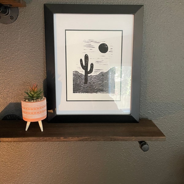Saguaro Cactus - Arizona Sonoran Desert - Hand-pressed Linoleum Block ...