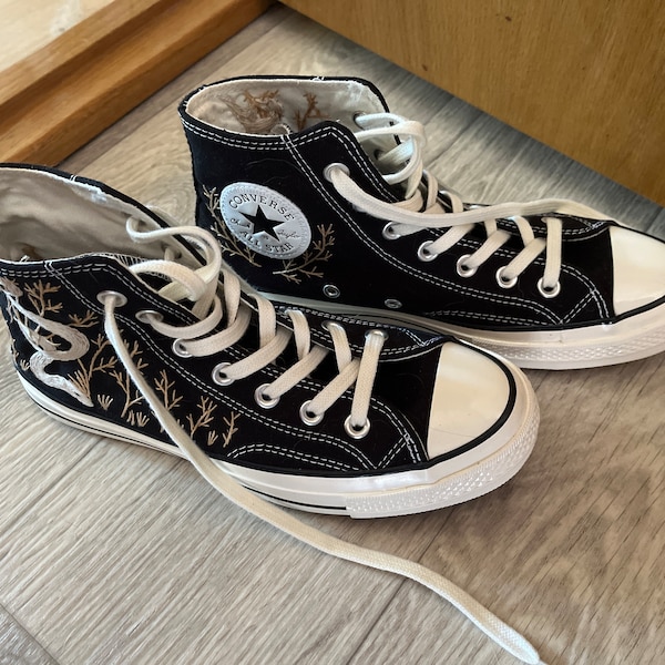 Custom Embroidered Converse High Tops: Snake Design - Etsy