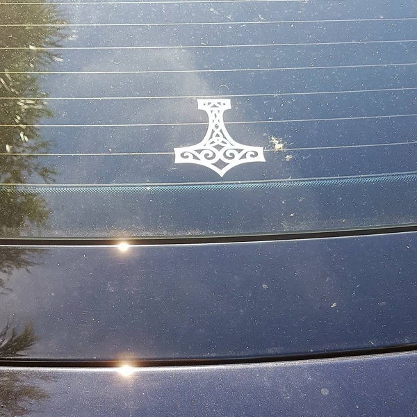 Thor's Hammer Mjolnir Vinyl CAR DECAL, Pagan Asatru Norse Viking ...