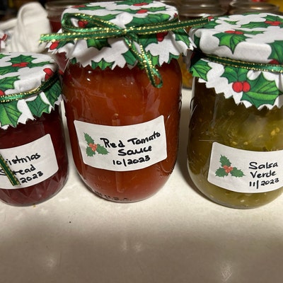 100 X Fabric Jam Jar Tops Wedding Jam Covers 3 Sizes Avalible Twine ...