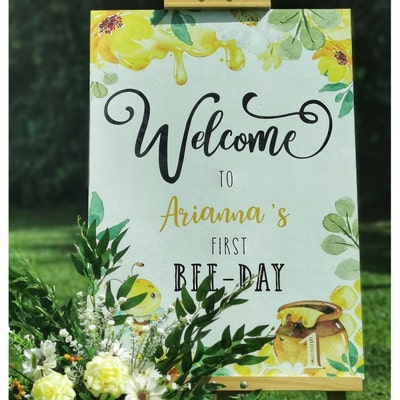 Bee Welcome Sign, Editable Bumble Bee Decor, Little Honey Birthday ...