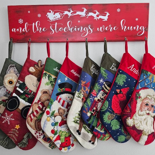 And the Stockings Were Hung Wooden Sign, Stocking Holder Sign, Wooden ...