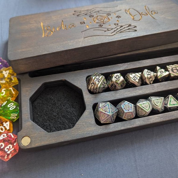 Personalized Wooden Dnd Dice Box With Tray, Role Play Game Dice Box ...