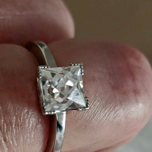 Square Halo Wedding Ring Guard ,moissanite Diamond Solitaire Engagement ...