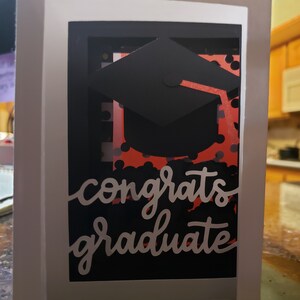 3D Congrats Graduate Shadowbox Card SVG Cut File folds Flat for High ...