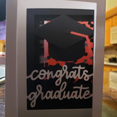 3D Congrats Graduate Shadowbox Card SVG Cut File folds Flat for High ...