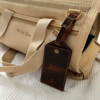 Personalized Leather Luggage Tag, Handmade Leather Bag Tag, Custom Leather Duffle Bag Tag ...