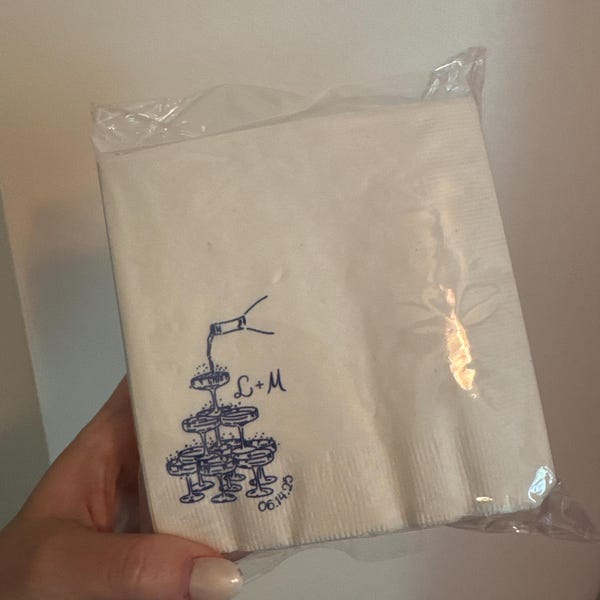Custom Champagne Tower Cocktail Napkin | Wedding | Party | Bachelorette ...