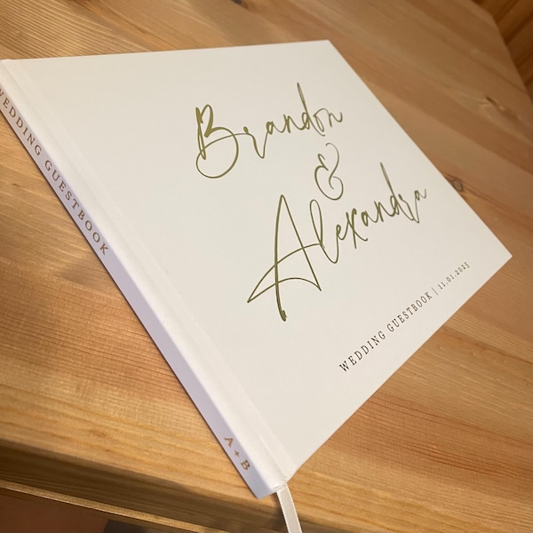 Elegant Minimal Wedding Guest Book, Minimalist Custom Wedding Hardcover ...