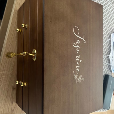 Wooden Jewelry Box, Large Jewelry Organizer Storage With Lock, Jewelry ...