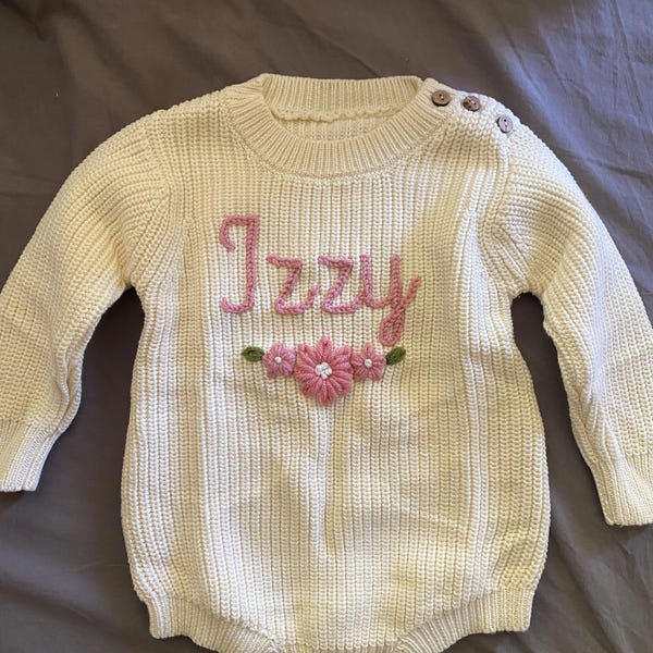Infant Baby Personalized Hand Embroidered Knit Sweater, Newborn Home ...