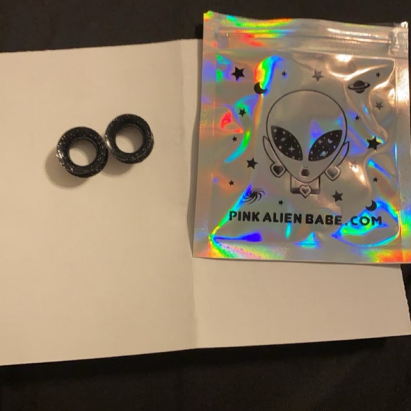 Glitter Black Alien Skinz Soft Silicone Ear Plugs Tunnels Gauges ...