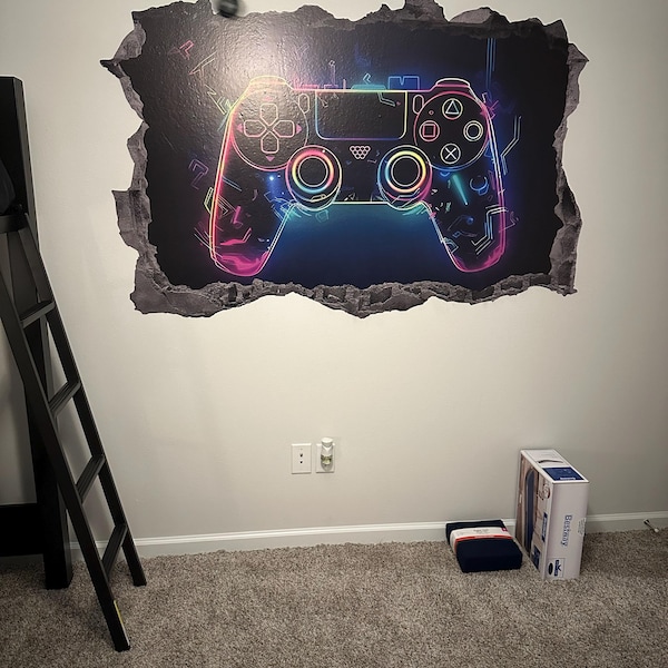 Gamer Wall Decal 3D AI Graphic Wall Art Sticker, Wall Decor, Gaming ...