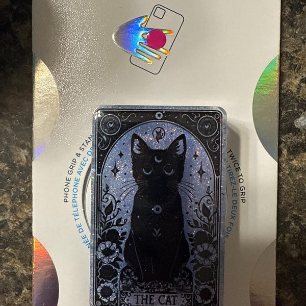 Black Cat Tarot Card Swappable Popsocket™, Halloween Phone Grip - Etsy