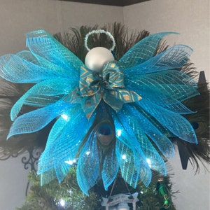 Deco Mesh Angel Tree Topper Ornament Silver Wreath Elegant | Etsy