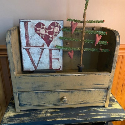 Primitive Christmas / Winter Faux Feather Tree Nearly 3 Feet Tall ...