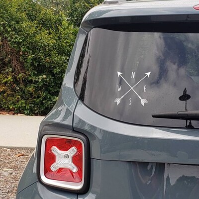 Arrow Compass Rose Vinyl Decal Adventure Awaits, Hiking Laptop Stickers ...
