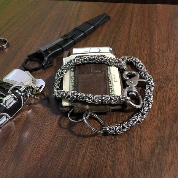 Welded-link Chainmaille Wallet Chain - Stainless Steel Byzantine ...