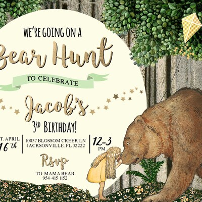 We're Going on a Bear Hunt Invite, Enchanted Woodland Invitation Teddy ...