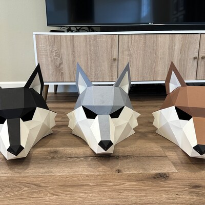 Wolf Mask Papercraft PDF, SVG Template, Low Poly Mask, 3d Paper Mask ...