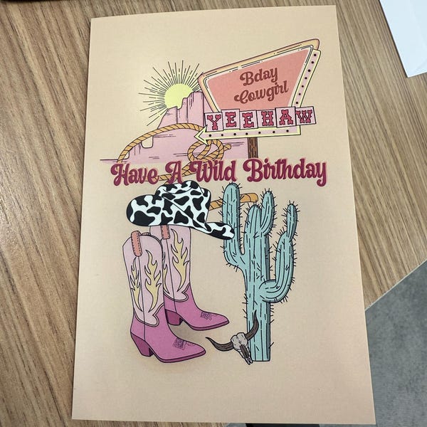 Cowgirl Birthday Card | Yeehaw Howdy Birthday | Wild Birthday Card ...