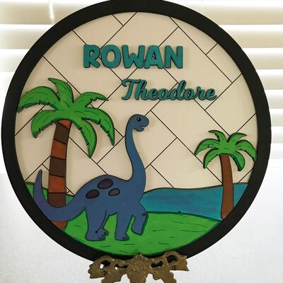 DINOSAUR Round Name Sign SVG, Digital File for Laser, Cricut ...