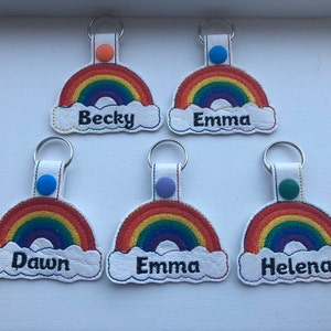 Rainbow keyring personalised rainbow keyring book bag tag | Etsy
