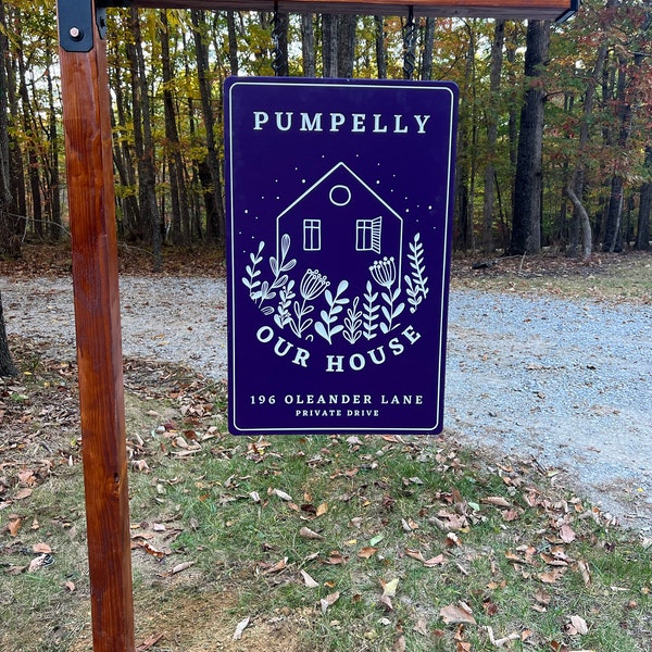 Country Estate Property Name Sign Hanging From Wood and Wrought Iron ...