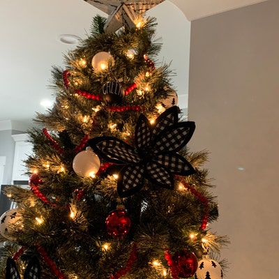 White Star Christmas Tree Topper Decoration White Metal Star 12 ...