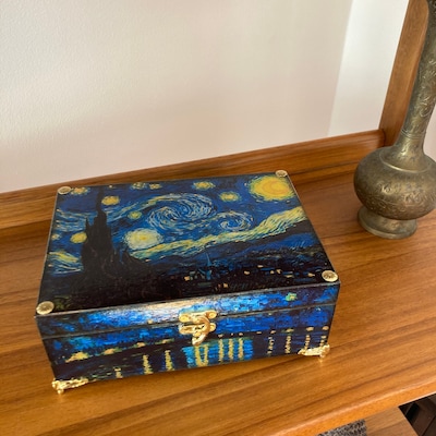 William Morris Strawberry Thief Inspired Wooden Tea Box , 6 Compartment ...