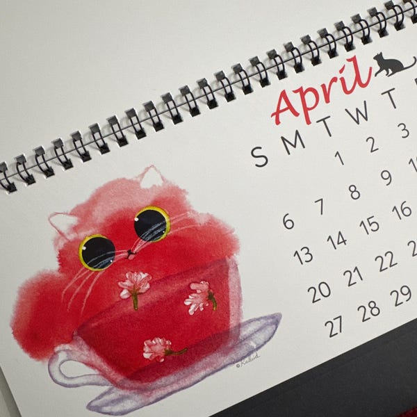 2025 Desktop Calendar Cute Watercolor Cats 12 Months of Adorable Cat ...