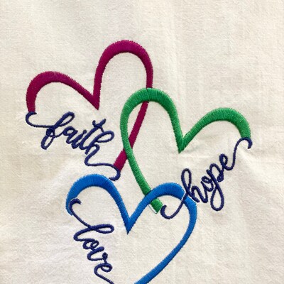 Hearts Embroidery Design, Faith Hope Love Embroidery Design, Machine ...