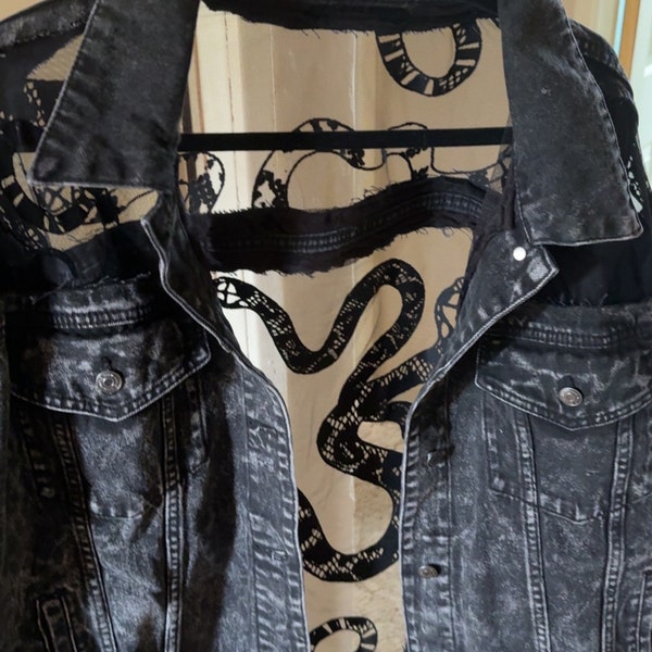 Unique Oversized Custom Black Denim Outer Space Jacket With Sheer Lace ...