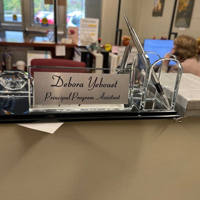 Personalized Glass Desk Name Plate, Custom Office Name Sign, Glass ...