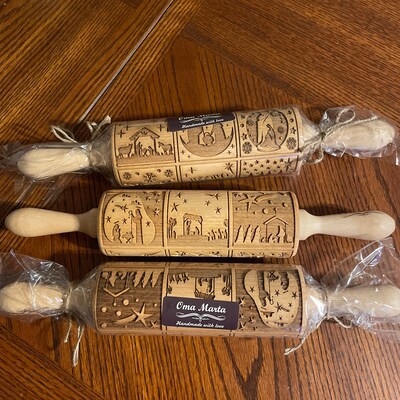 Nativity Engraved Rolling Pin CHRISTMAS Cookies Embossing Rolling Pin ...