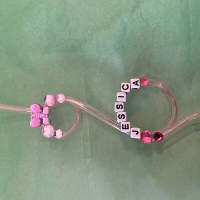 Personalized Silly Straw One Alphabet Bead Embellished Silly Straw ...