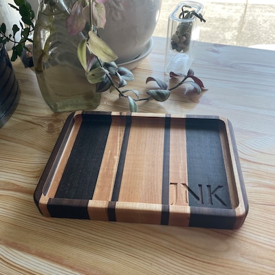 Personalized Wooden Catchall Tray, EDC Desk Organizer, Custom Valet ...