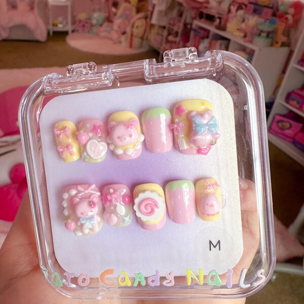 Pikmin Hand-painted Press-on Nails - Etsy