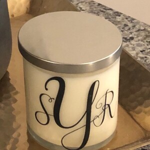 Custom Monogram Candle Natural Soy Candle, 12 Oz Glass Soy Candle, Gift ...