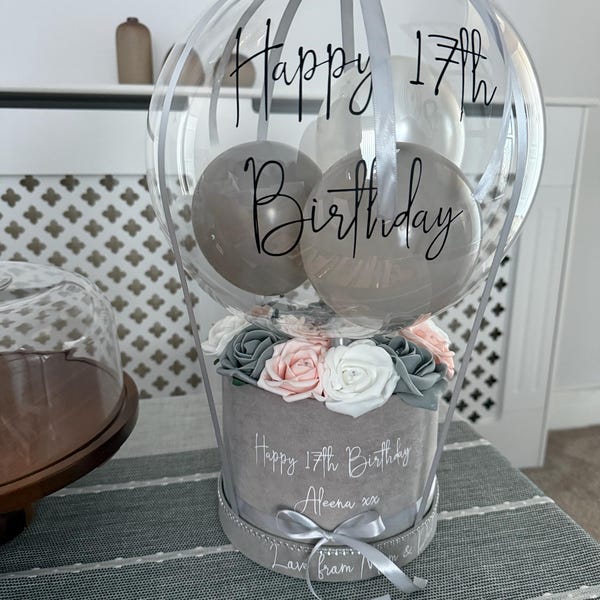 Hot Air Balloon Velvet Flower Box, Hat Box Flowers, Birthday Balloon ...